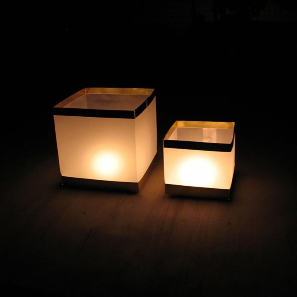 2Pcs Square Chinese Lanterns Wishing Praying Floating River Paper Candle Light Floating Water Lanterns for Lake or River S L