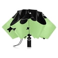 Black Cat Green Pattern Umbrella Folding Sun Umbrella Travel Auto Open ...