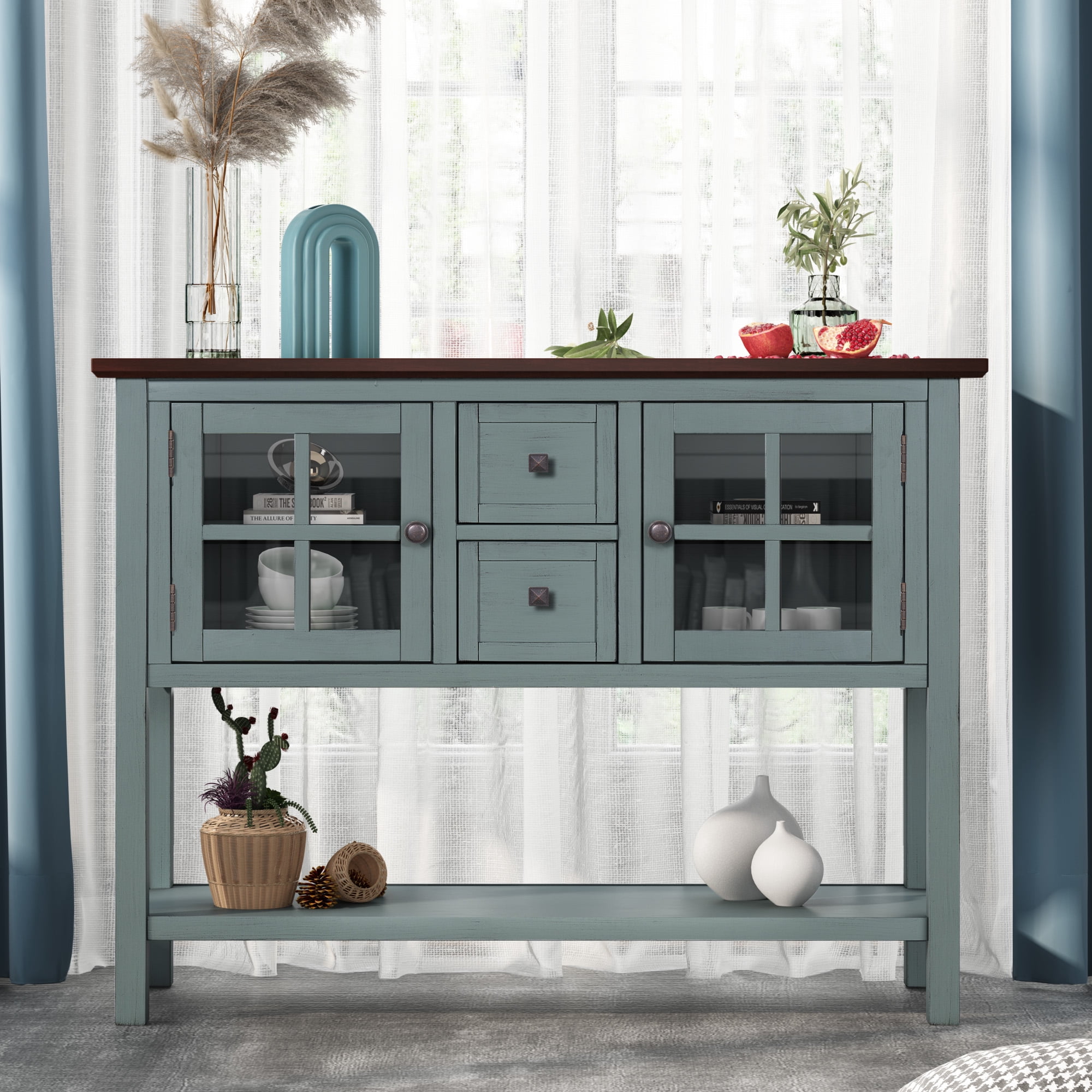 45'' Console Table with 2 Drawers, 2 Cabinets and 1 Shelf, Buffet ...