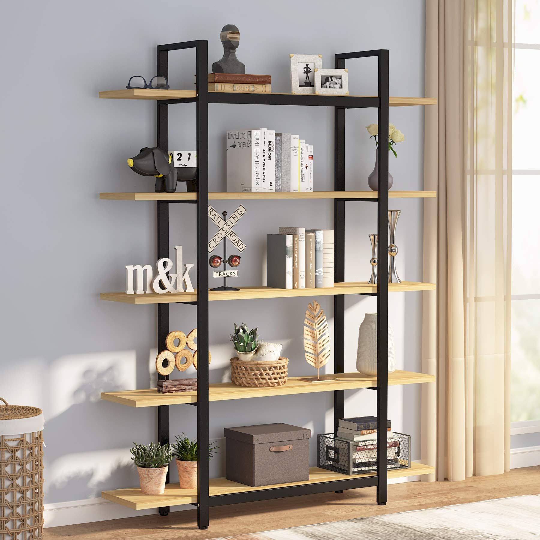 Tribesigns 12 Shelves Etagere Bookcase, Modern 9 Cubes Stepped ...