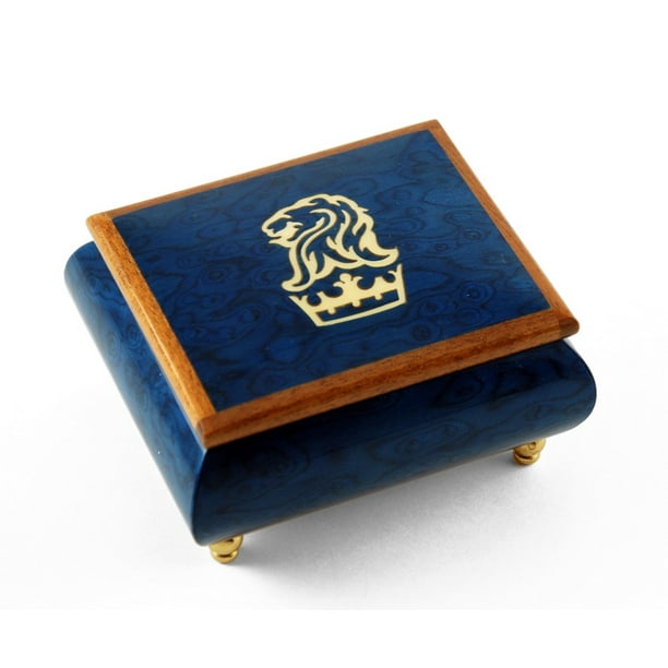 MusicBoxAttic - Iconic Royal Blue Lion and Crown Inlay Music Box ...