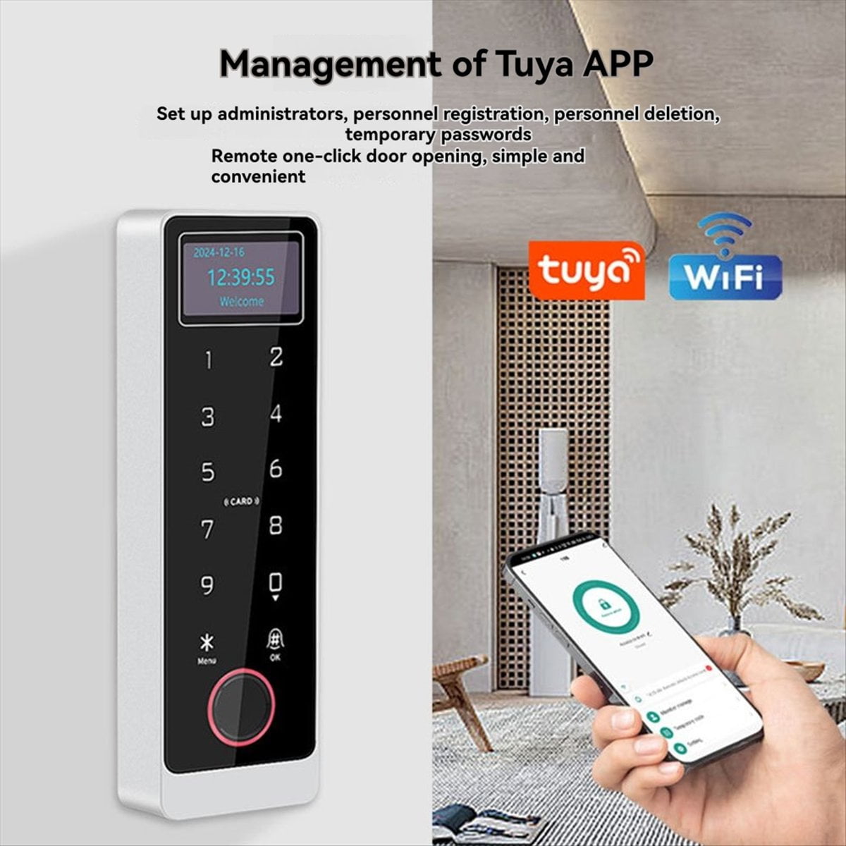 Tuya Wifi Smart Door Lock Controller with LCD Screen WiFi APP Control ...