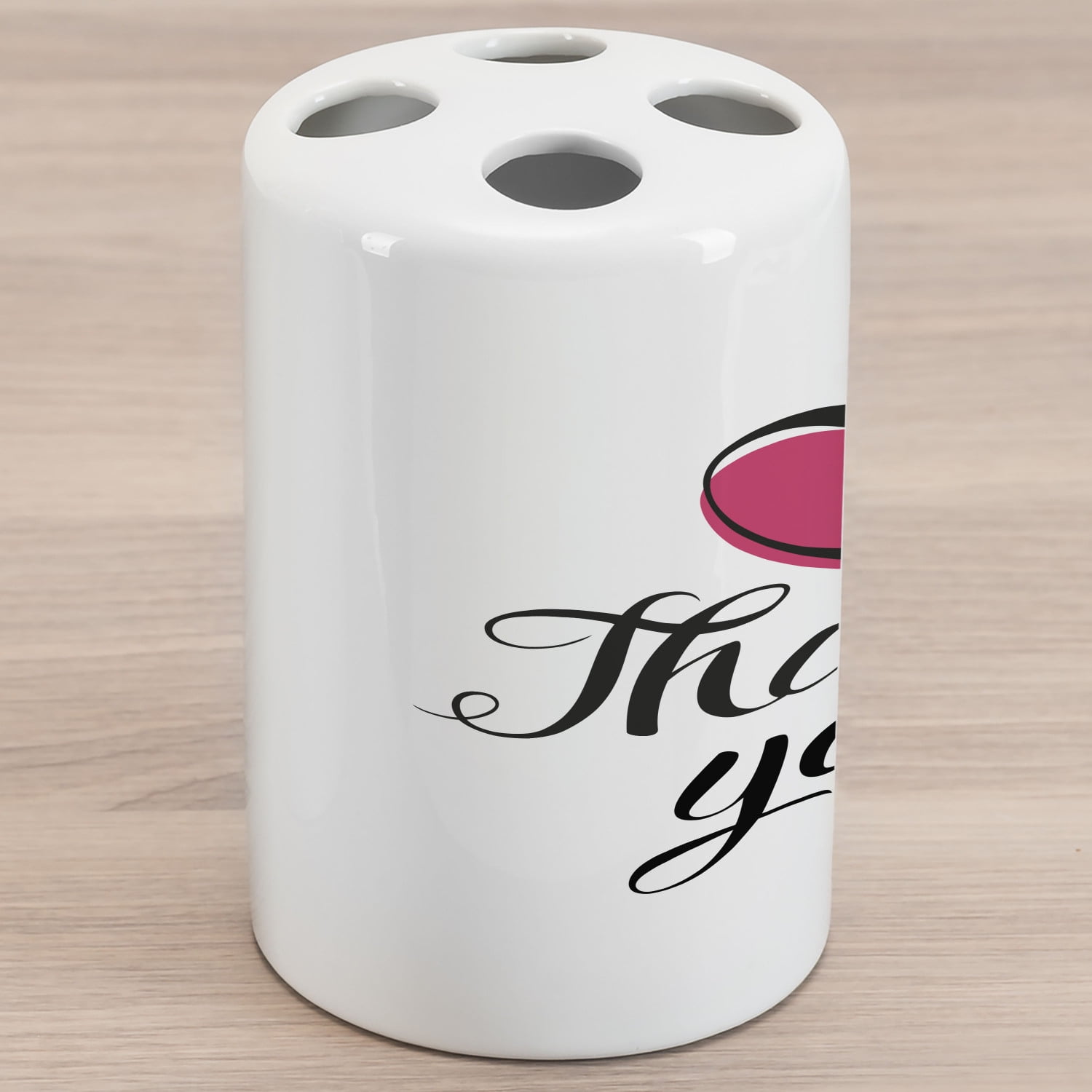Thank You Ceramic Toothbrush Holder, Heart in Bold Outline Linear Hand ...