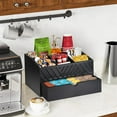 Farmhouse Wooden Coffee Bar Organizer - Countertop Station With Drawer ...
