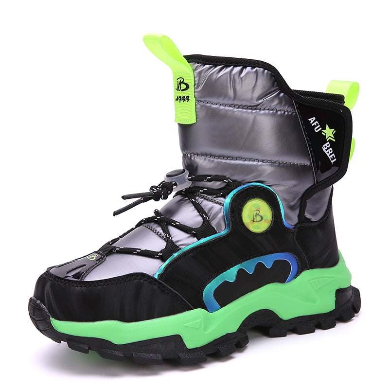 Boys Girls Kids Snow Boots Waterproof Mid Calf Velcro Non-Slip Ice ...