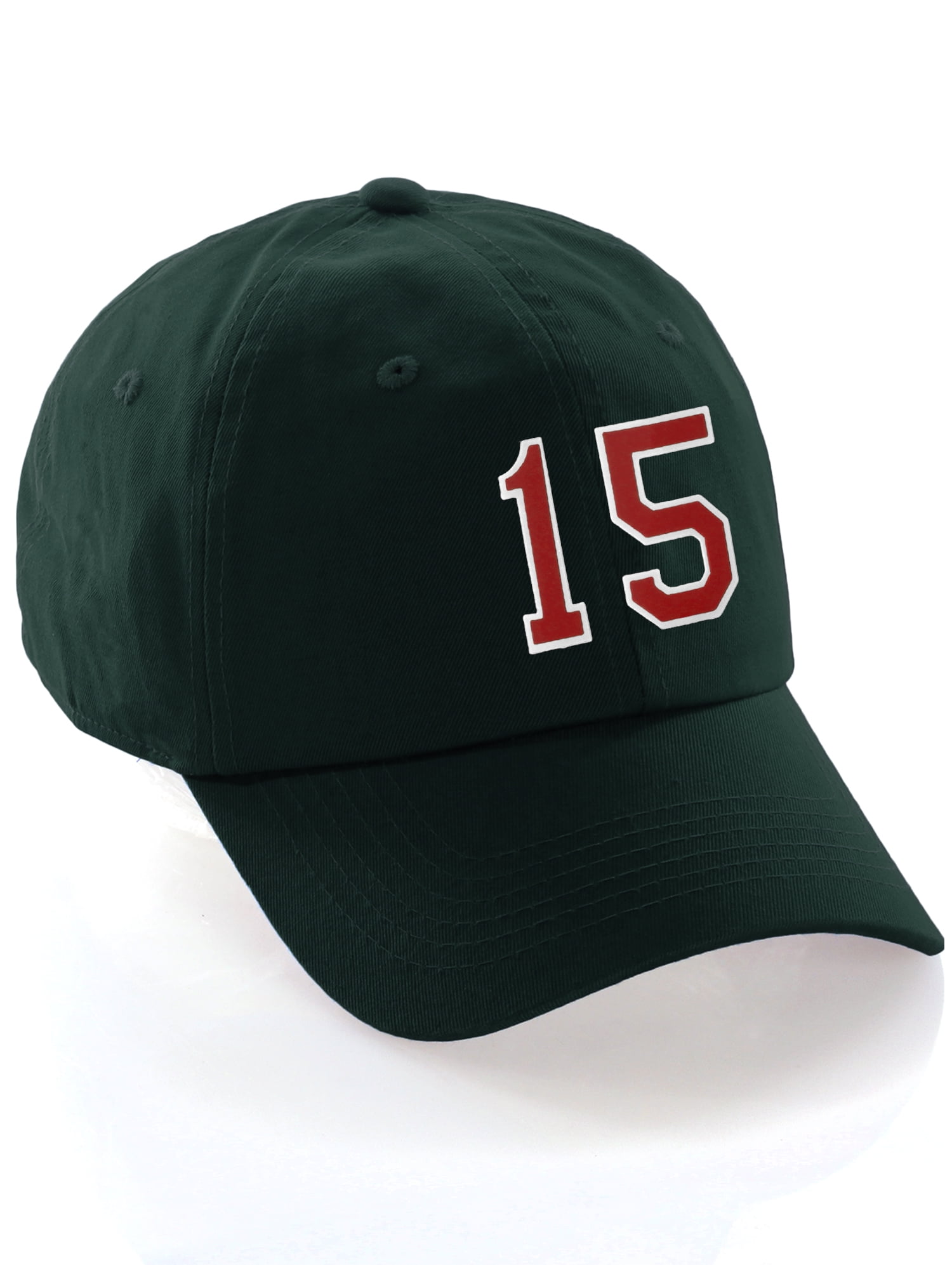 Customized Number Hat 00 to 99 Team Colors Baseball Cap, Dk Green Hat ...