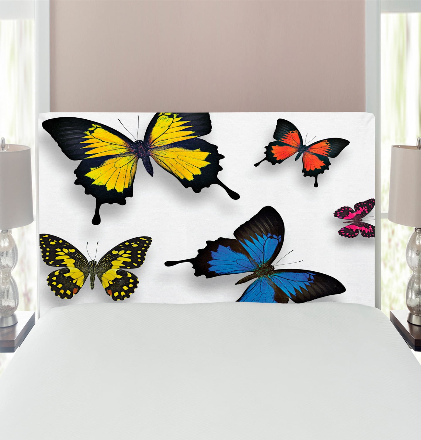 Butterfly Headboard, Various Colorful Butterflies Pattern and Moths ...