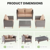 STARY Outdoor Wicker conversation sets, 4 Pieces Patio Furniture Sofa ...