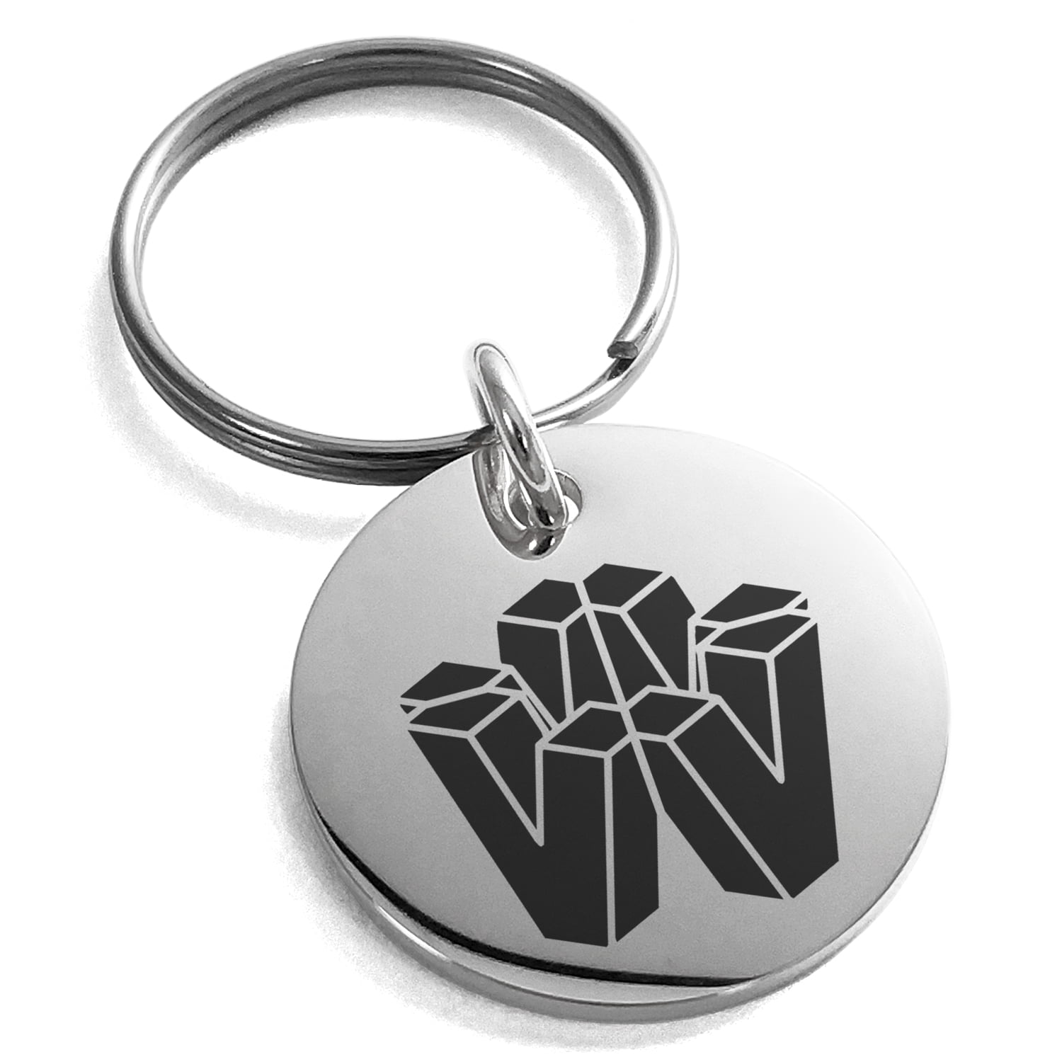 Stainless Steel Letter V Initial 3D Cube Box Monogram Engraved Small ...