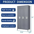 3 Door 72"H Metal Lockers With Lock for Employees,Storage Locker ...
