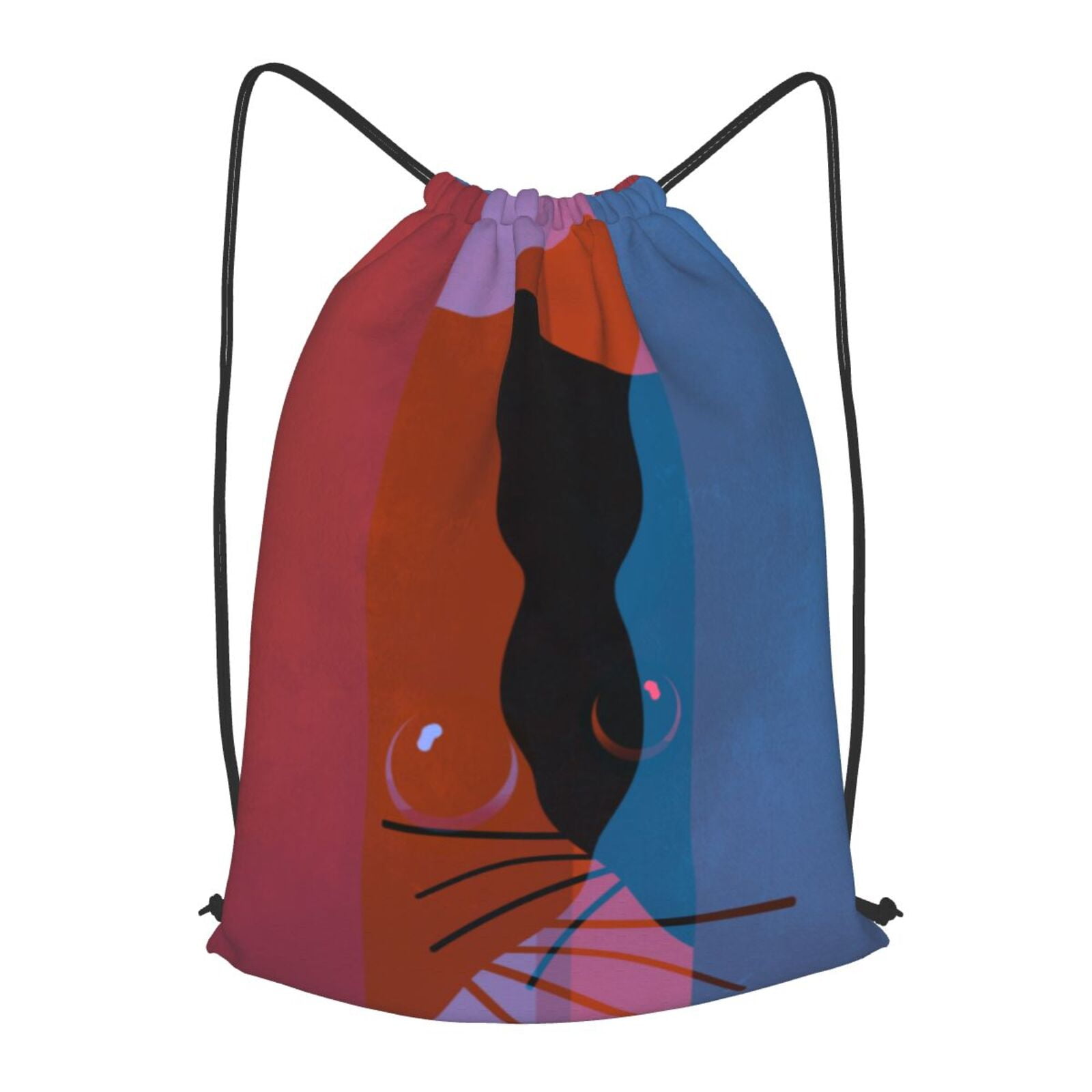 XMXT Waterproof Gym Bag, Mysterious Cat Art Pattern Blue Drawstring ...