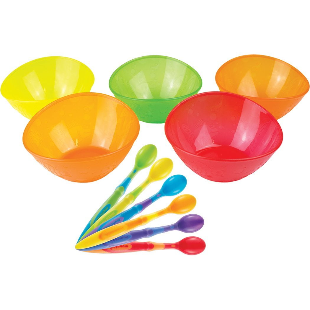 Munchkin 6-Pack Soft-Tip Infant Spoons with 5 Pack Multi Bowl Set ...