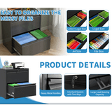 IKIMI 2 Drawer Lateral File Cabinet with Lock, 26.8" Wide Metal Filing Cabinets for Home Office ...