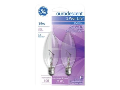 GE auradescent Decorative - Incandescent light bulb - shape: F10 - E12 ...