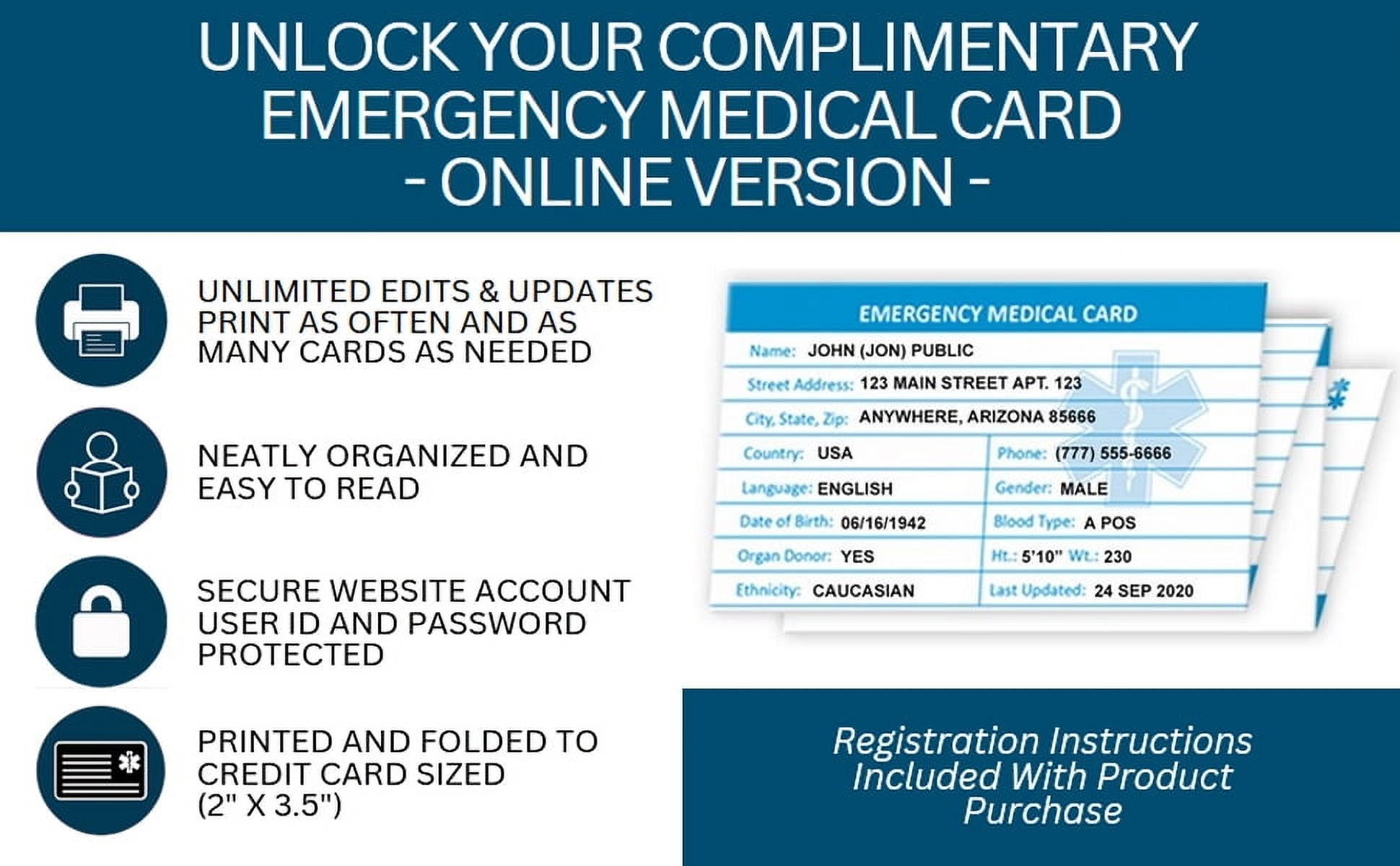 Emergency Medical Responder Card Diabetes Medical ID Card Buy Online