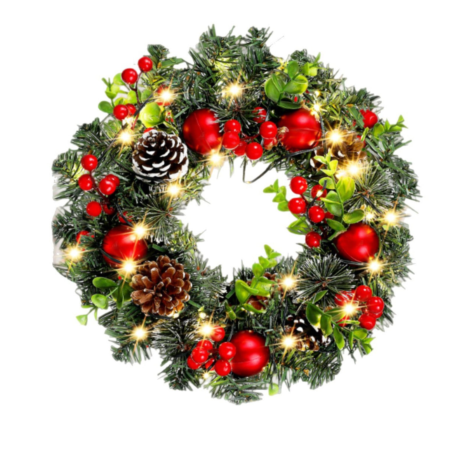 Click here for Eoozwa Christmas Wreath With Lights Berry Vines Ha... prices