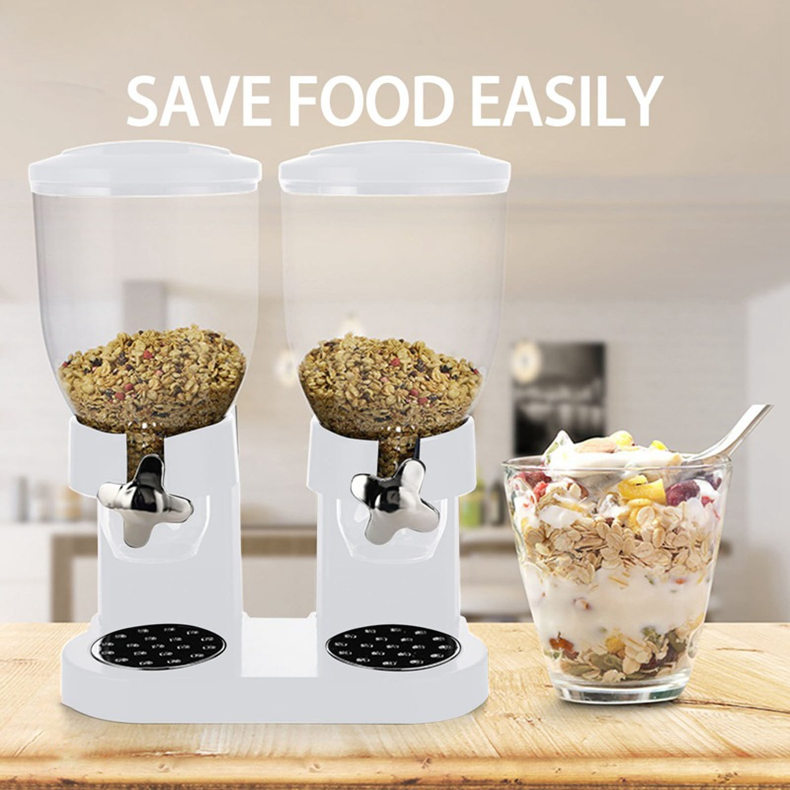 Kripyery 2L Single/Double Cereal Dispenser Wall Mounted Grain Rice Dry ...