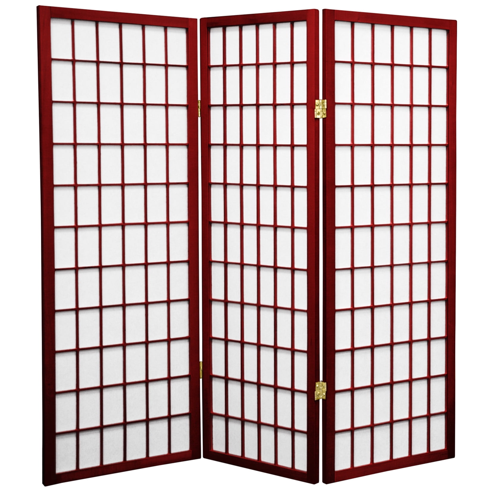 Oriental Furniture 4 ft. Tall Window Pane Shoji Screen - Rosewood - 3 ...