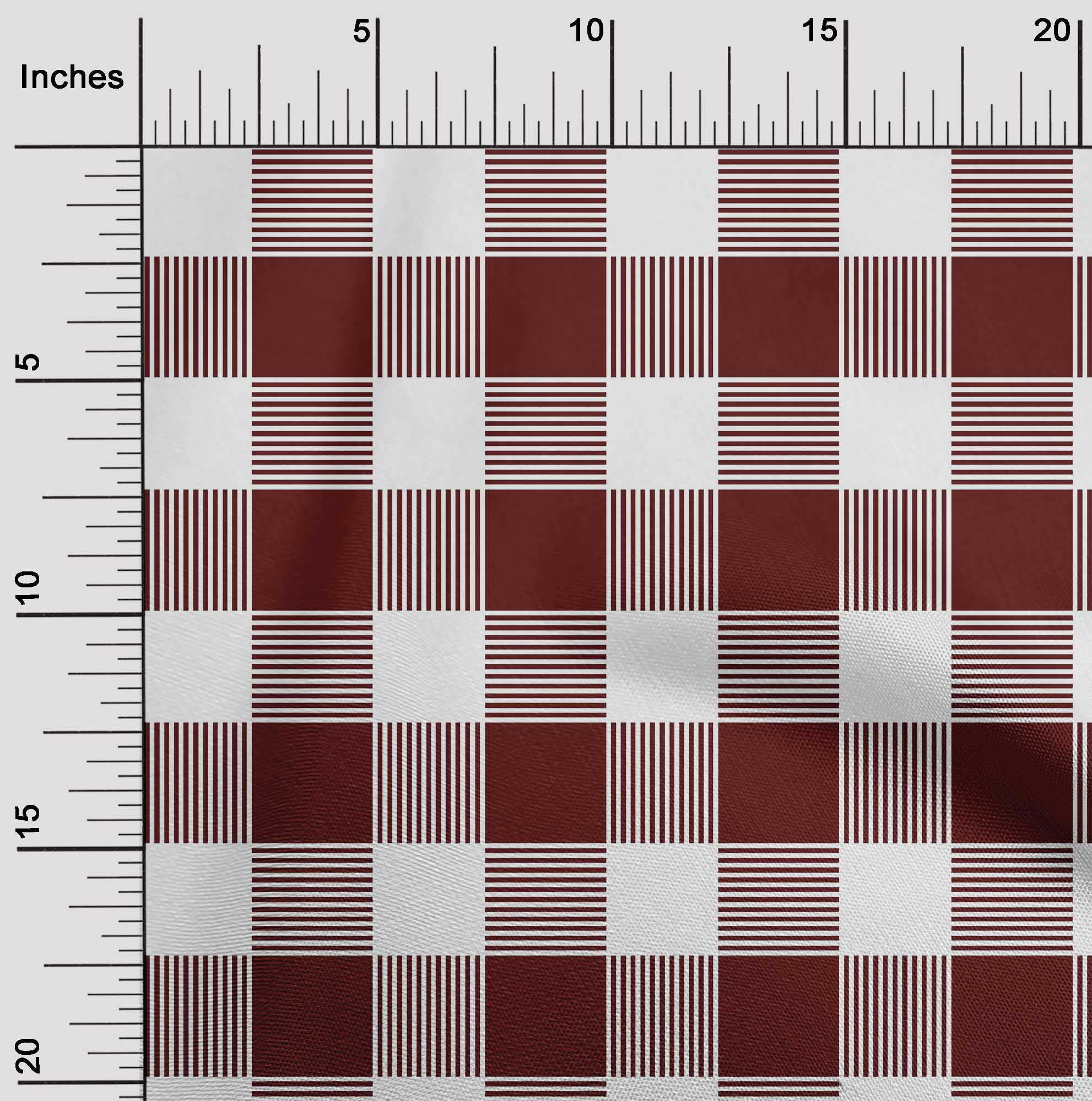 oneOone Silk Tabby Maroon Fabric Gingham Check Sewing Material Print ...