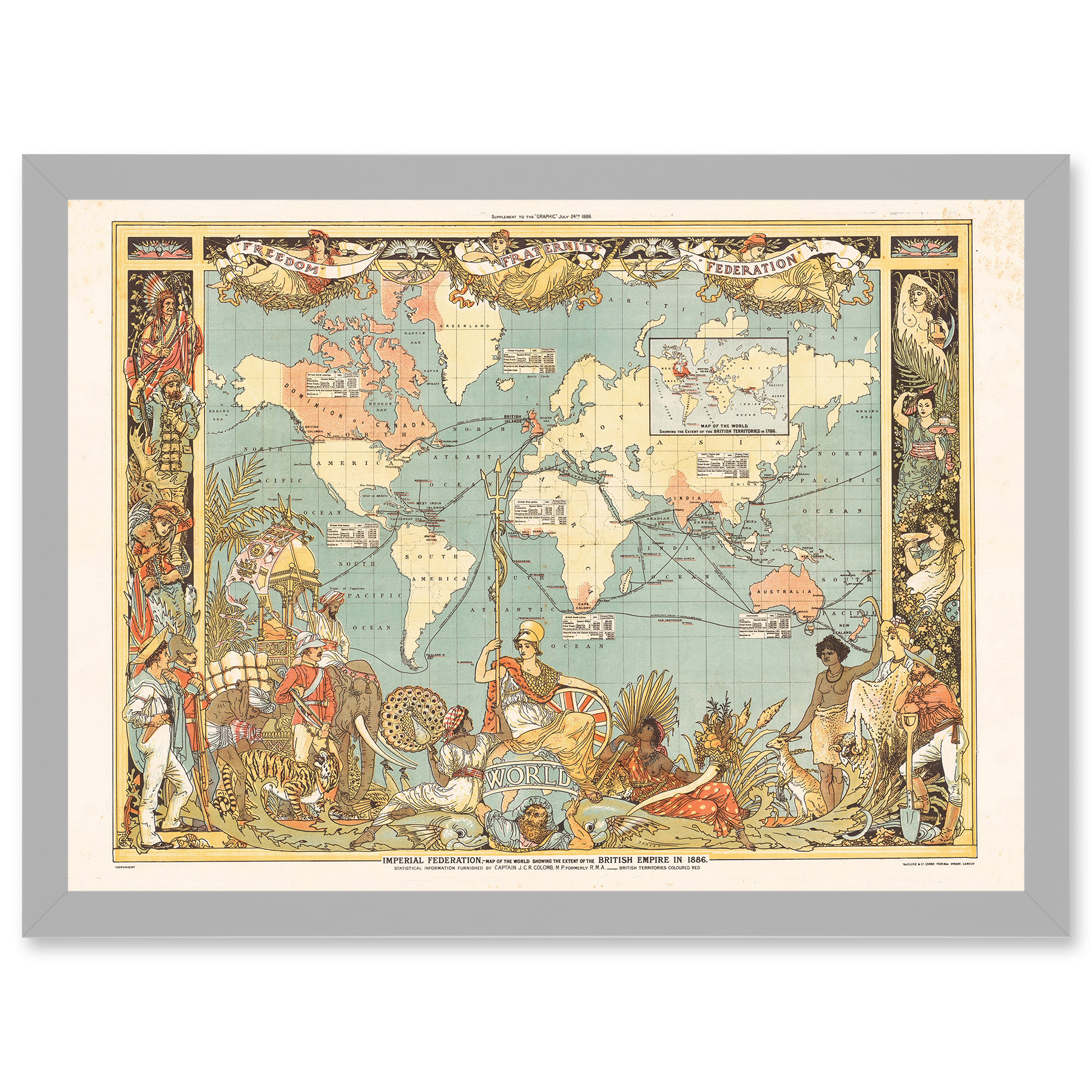 Crane 1886 Pictorial Map British Empire World Colonial Brittania ...
