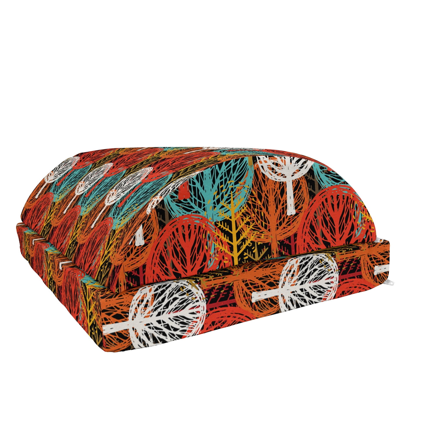 Autumn Foot Rest, Colorful Sketch of Autumn Trees Grungy Look on Dark ...