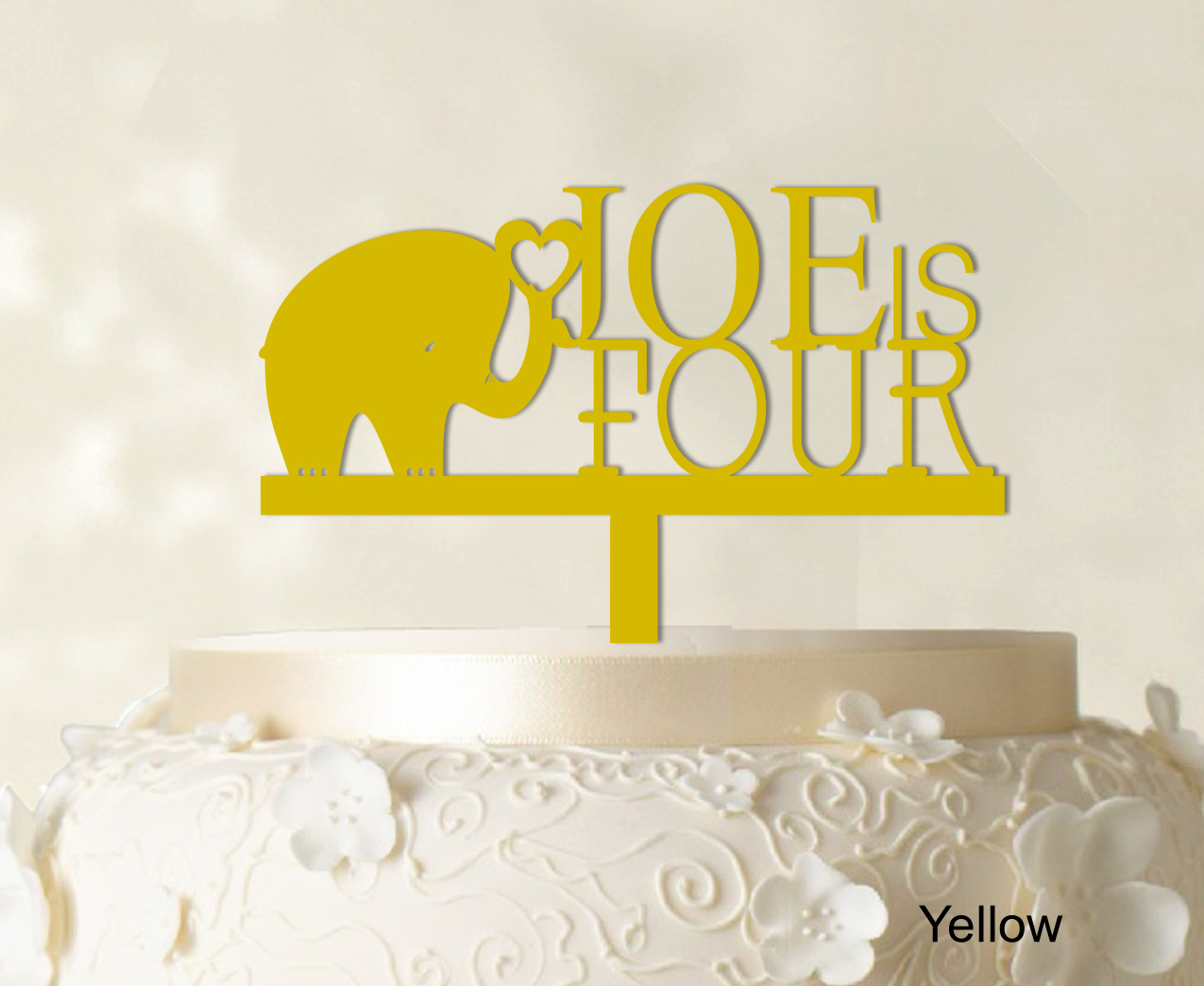 "Kids Birthday Cake Topper Personalized Yellow Cake Topper Color Option ...