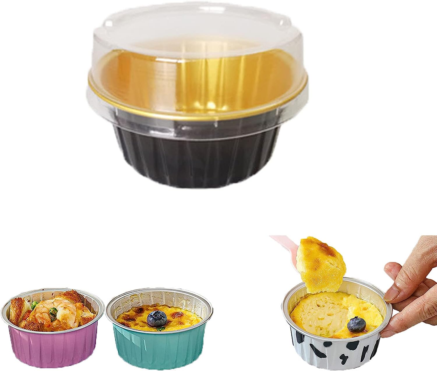 Reusable Round Aluminum Foil Tin Cups Aluminum Foil Baking Cups with ...