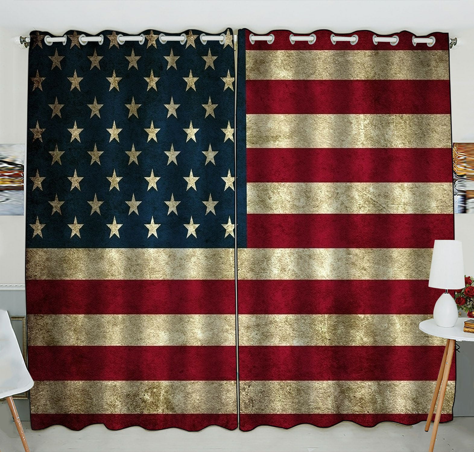 ZKGK American Flag Window Curtain Drapery/Panels/Treatment For Living ...
