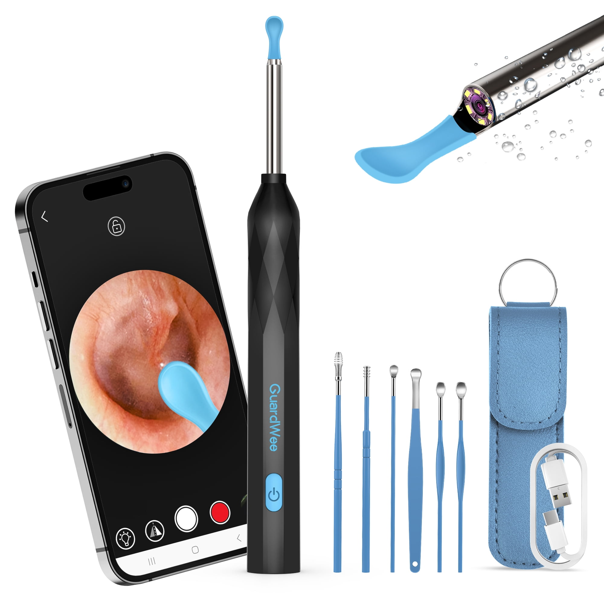 Ear Cleaner with Camera and Light, GuardWee Ear Wax Removal Tool Camera ...