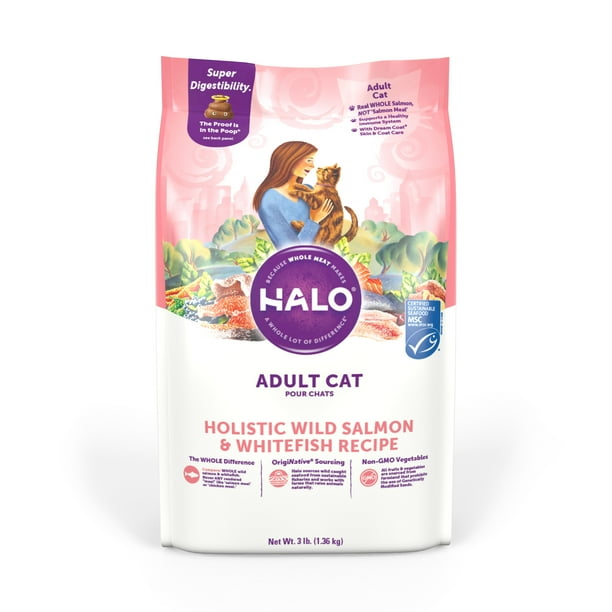 Halo Natural Dry Cat Food Wild Salmon Whitefish Recipe 3 Pound Bag halo-natural-dry-cat-food-wild-salmon-whitefish-recipe-3-pound-bag