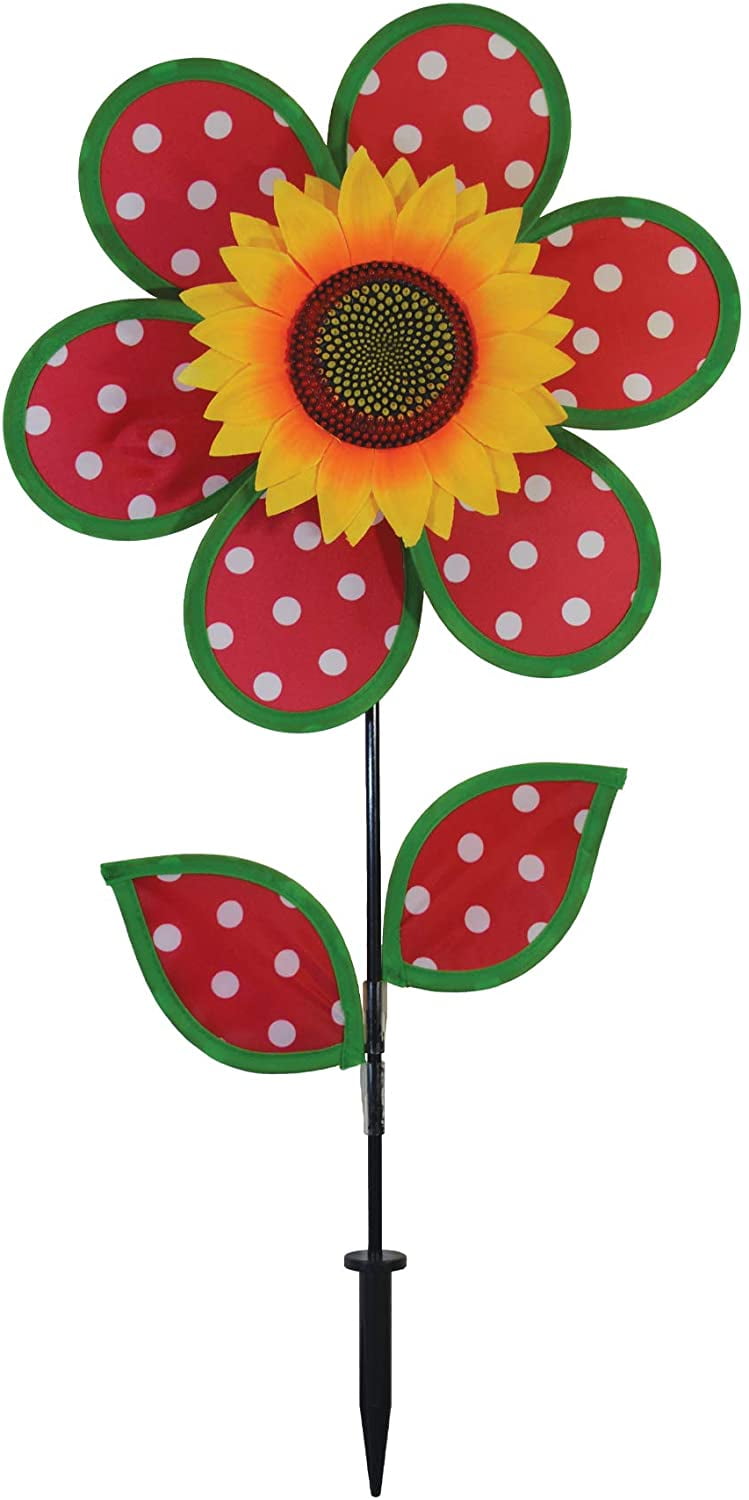 In the Breeze 2661 - 12 Inch Polka Dot Sunflower Wind Spinner with ...