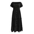 Summer Dresses For Women 2024 Casual Short Sleeve Button V Neck Boho