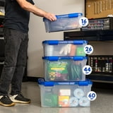 IRIS USA, 60 Quart WeatherPro Plastic Storage Boxes with Lid, Blue and ...