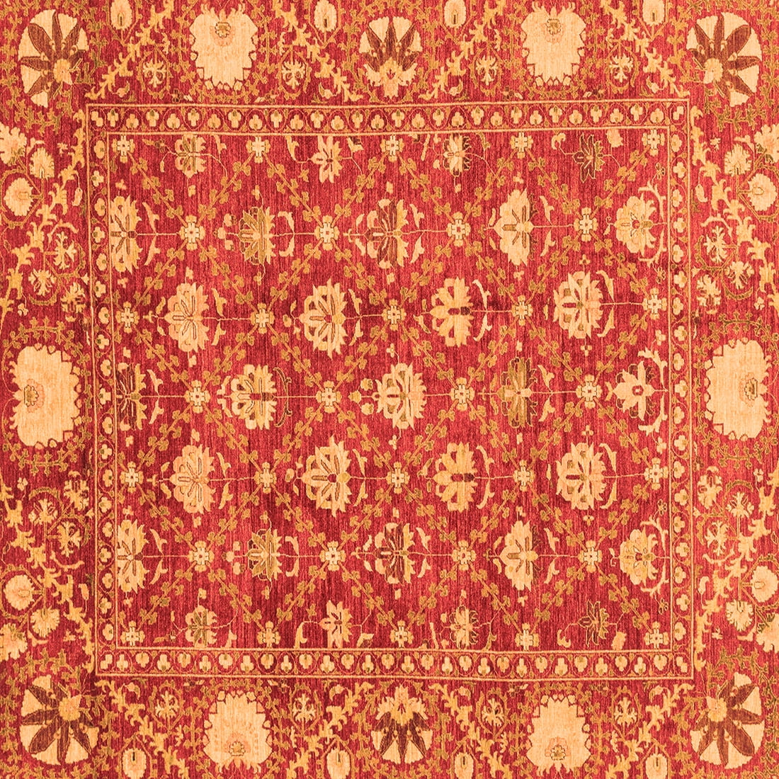 Ahgly Company Indoor Square Abstract Orange Modern Area Rugs, 7' Square ...