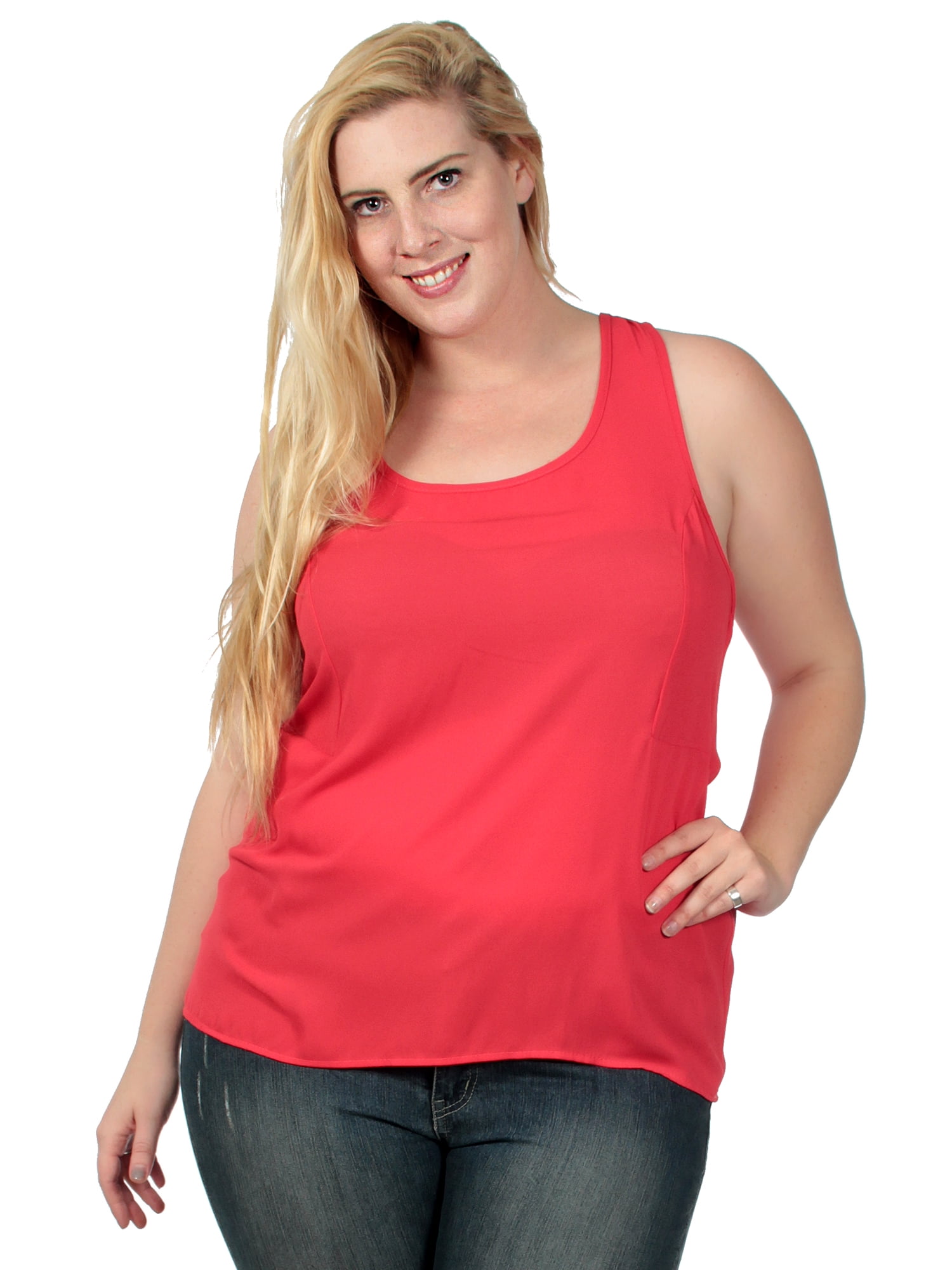 Simplicity Ladies Plus Size Sleeveless Tank Top Multi Design 4487red 2xl