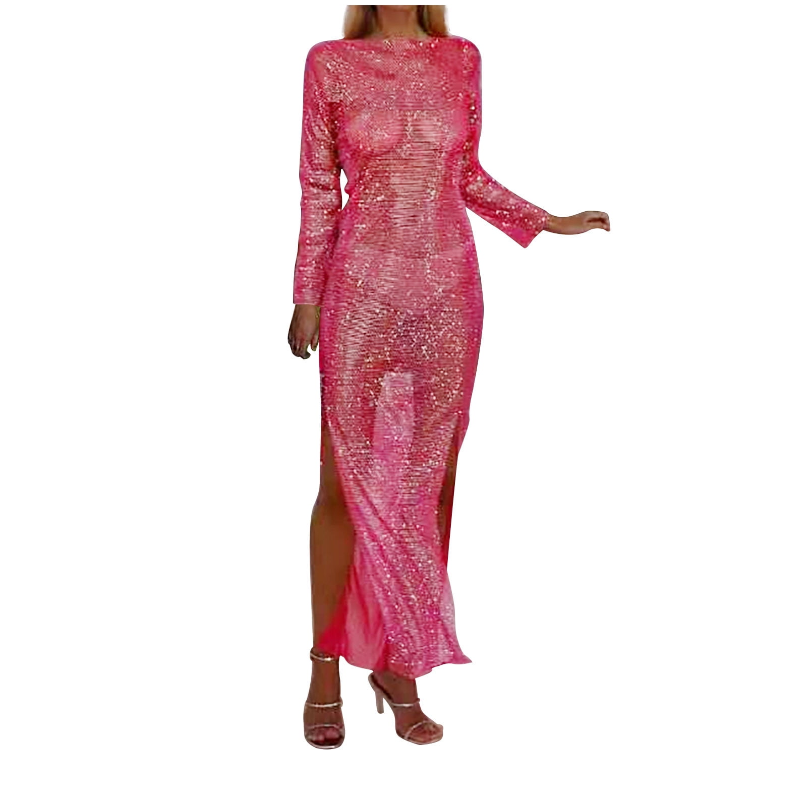 JWZUY Women Cover Up Dress Split Maxi Beach Formal Party Dresses Long ...