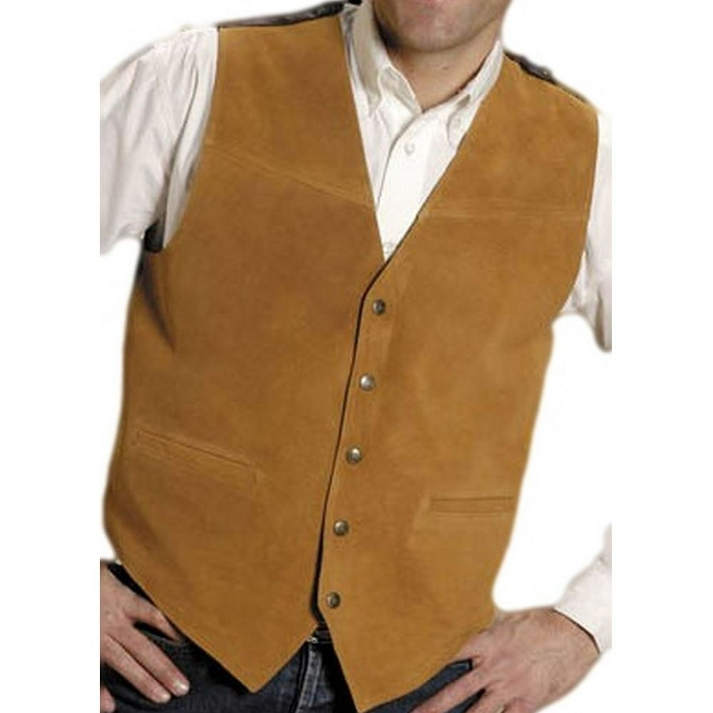 Roper - Roper Western Vest Mens Leather Vest Snap Cognac 02-075-0500 ...
