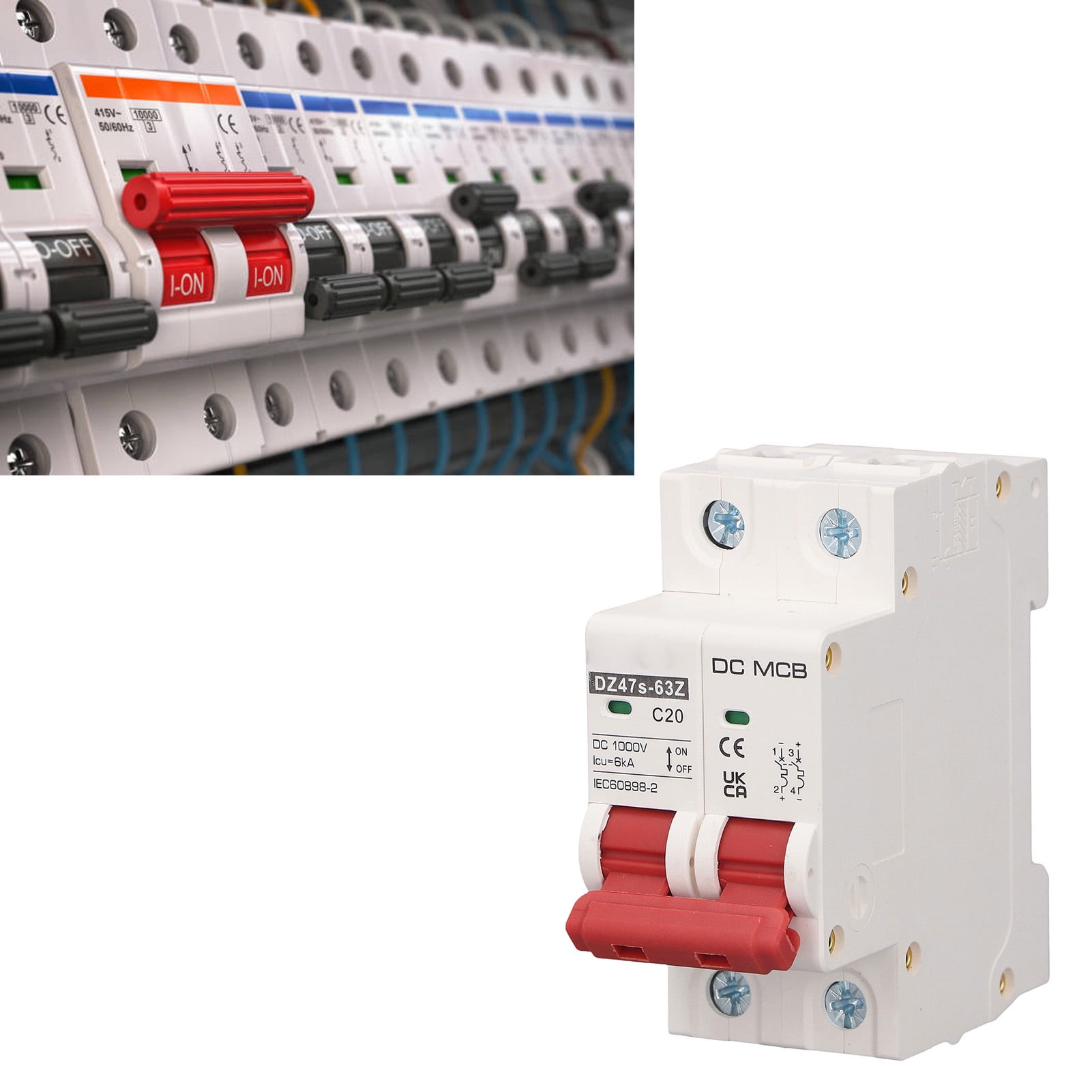 PV Circuit Breaker, 2P 1000V High Breaking Capacity 20A Miniature ...