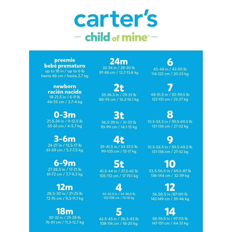 Size Chart Carter\'s Preemie Clothes Preemie Size Chart Preemie Clothes ...