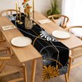 Bohemian Orange Floral Table Runner, Modern Artistic Grey White Flowers ...
