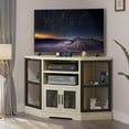 Dextrus Farmhouse Corner TV Stand for 55 inch TVs, Wood Entertainment ...