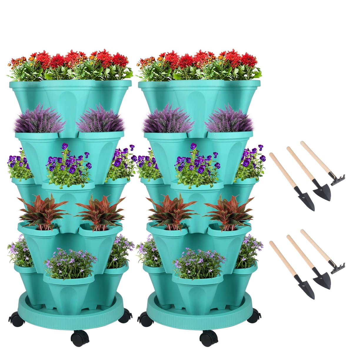 2 x 5 Tier Vertical Gardening Stackable Planter for Strawberries ...