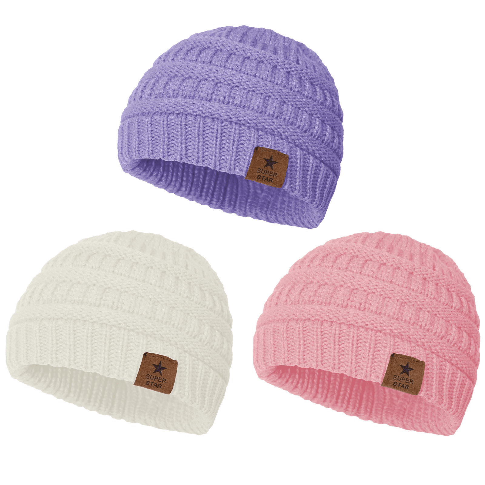 American Trends Warm Baby Knit Hat Cute Cozy Chunky Winter Cap Infant ...