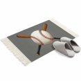 Bathroom Rug 2'x 3', Gray Baseball Woven Cotton Washable Rug with ...