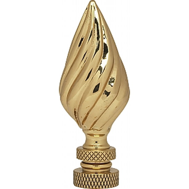 Satco Flame Ribbed Brass Finial 2-3/4in Height 1/4-27 Polished Brass ...