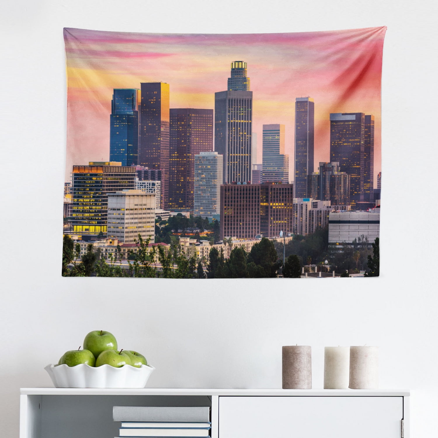 City Tapestry, Real Life Image of Miami Florida at Night Downtown ...