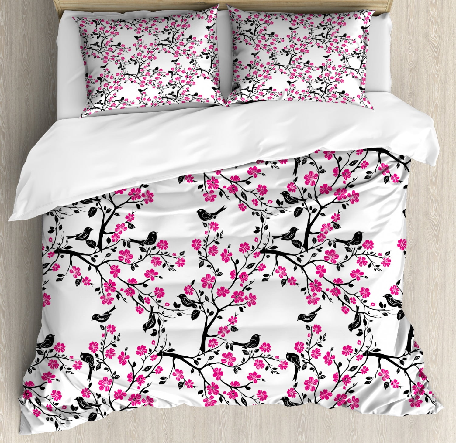 Cherry Blossom Duvet Cover Set King Size, Sakura Tree with Flourishing ...