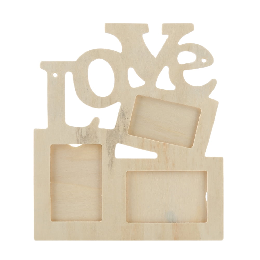 3 in 1 White Hollow Love Wooden Family Picture Photo Frame DIY Art ...