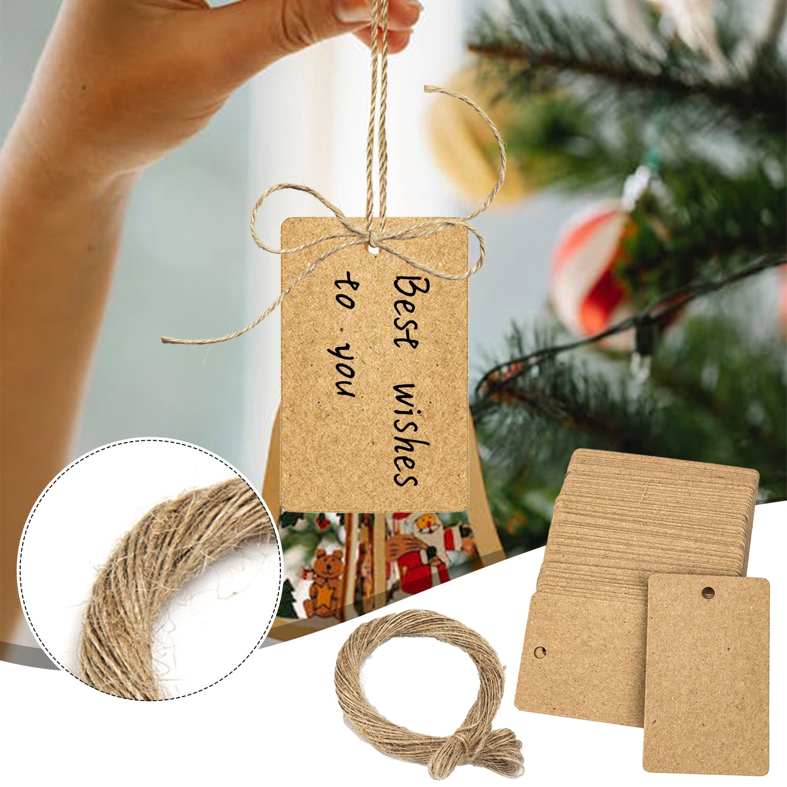 100 Pcs Kraft Paper Gift Tags Vintage Wedding Hang Tags 1.2X1.9 Inch ...