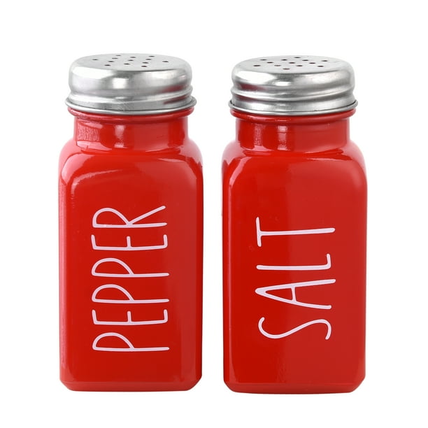 Salt and Pepper Shakers Set - Farmhouse Kitchen Vintage Glass Black ...